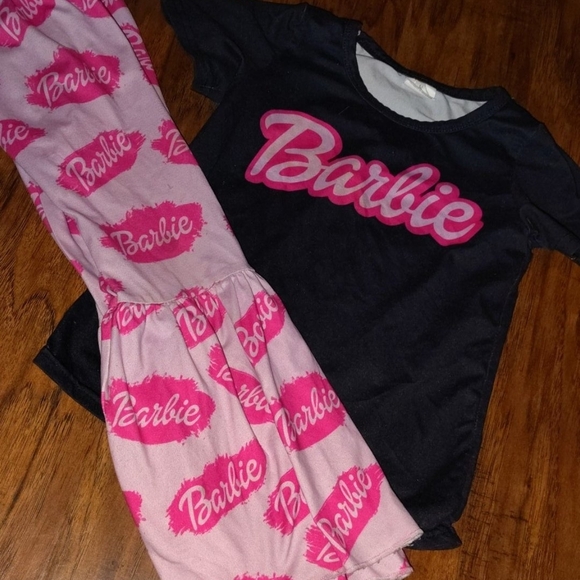 Barbie | Shirts & Tops | Barbie Black Top And Pink Logo Pants Set ...
